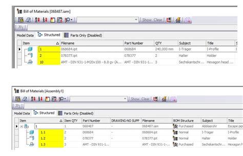solved structured bom all levels autodesk community