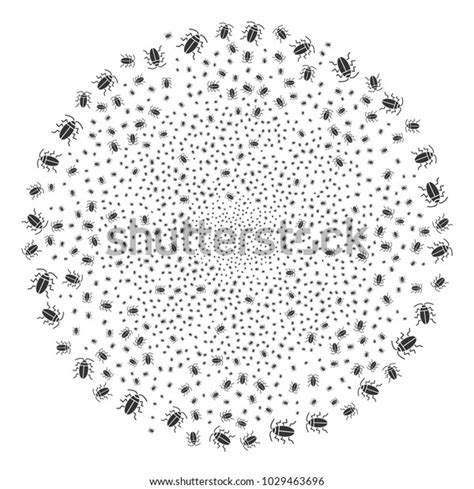 Cucaracha Explosion Spheric Cluster Object Pattern Stock Vector