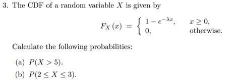 Solved The Cdf Of A Random Variable X Is Given By Chegg