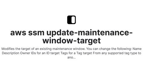 Aws Ssm Update Maintenance Window Target Fig