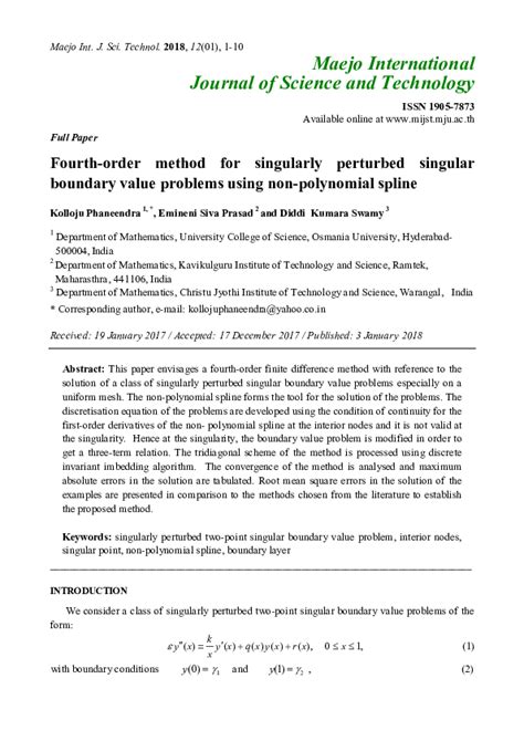 Pdf Fourth Order Method For Singularly Perturbed Singular Boundary