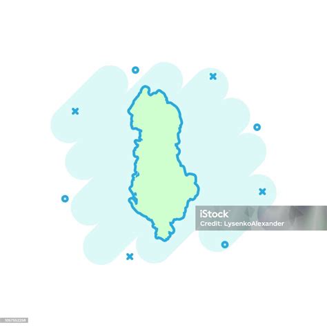 벡터 만화 만화 스타일에 알바니아 지도 아이콘 알바니아 기호 그림 그림 작성법 지도 비즈니스 스플래시 효과 개념입니다 0명에