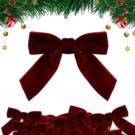Ddlp 30pcs Small Burgundy Velvet Christmas Bows For