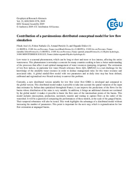 Pdf Contribution Of A Parsimonious Distributed Conceptual Model For