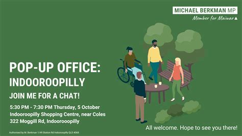 Pop Up Office Indooroopilly Michael Berkman Mp For Maiwar