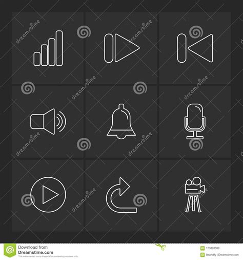 Multimedia Play Pause Volume Sound Microphone Eps Ic Stock Vector Illustration Of