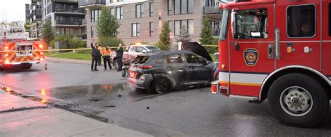En Images Quebec Electric Vehicle Catches Fire In Underground