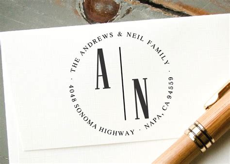 Self Inking Return Address Stamp Two Names Custom Round Etsy