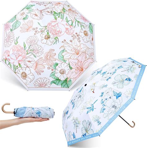 Huhumy 2 Pcs Small Mini Folding Umbrella Uv Protection