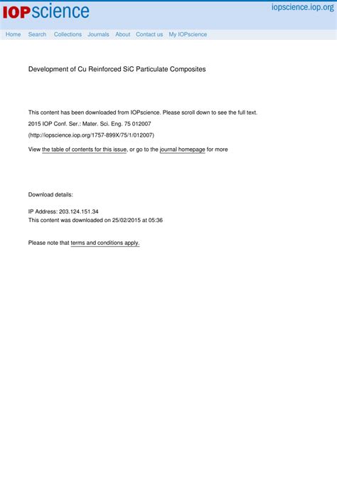 Pdf Development Of Cu Reinforced Sic Particulate Composites