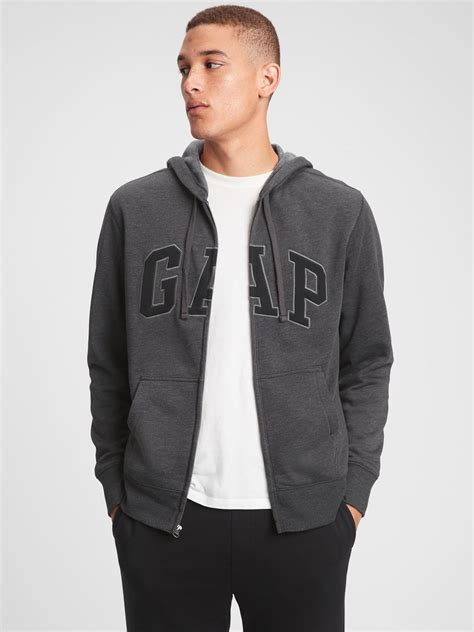 Gap Logo Zip Hoodie New Charcoal Grey