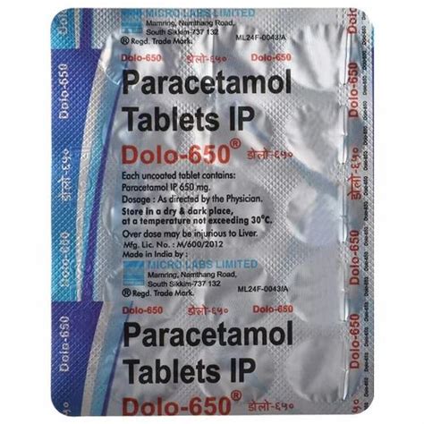 Paracetamol Tablets Ip Dolo 500 500mg At ₹ 25 Stripe In Yamuna Nagar