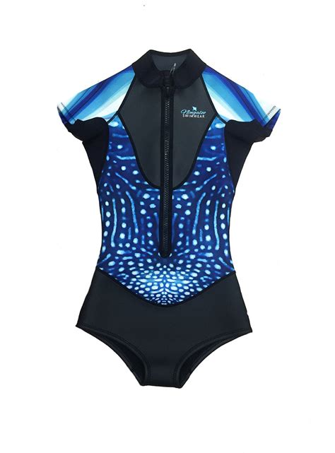 Whaleshark Print 2mm Frontzip Short Sleeve Springsuit Ningaloo Swimwear