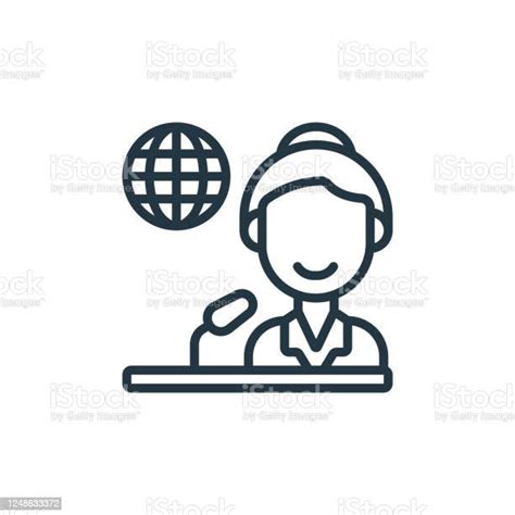 기자 벡터 아이콘입니다 기자 편집 가능한 스트로크 웹 및 모바일 앱 로고 인쇄 매체에 사용하기 위한 저널리스트 선형 기호입니다 얇은 선 그림 벡터 격리 된 윤곽선 도면입니다