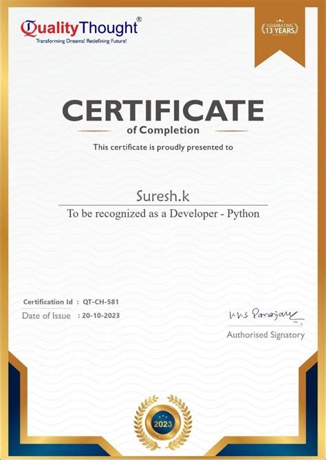 Suresh K On Linkedin Python Developer Certification