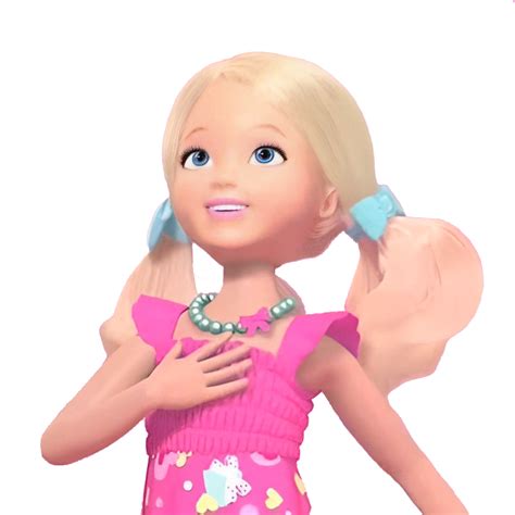 金发芭比穿粉色裙戴项链，手放胸口表情甜美可爱 搞笑表情包表情包图片动图 求表情网斗图从此不求人