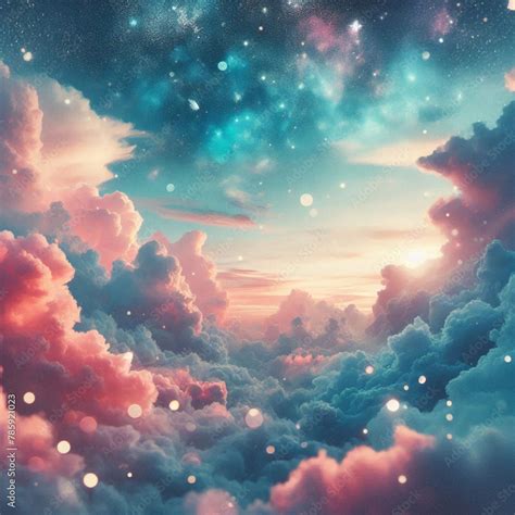 虹のユニコーンの背景。ボケ味と星を持つパステルのファンタジー空。魔法のホログラフィック銀河。大理石のかわいいテクスチャです。ベクトル宇宙の