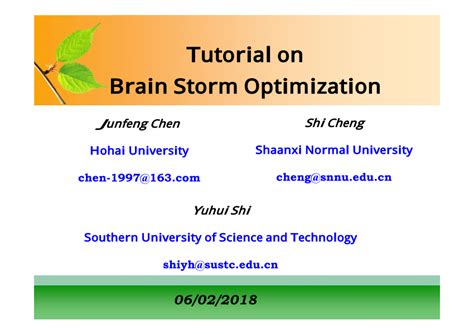 pdf tutorial on brain storm optimization