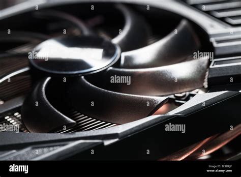 New Shiny Black Plastic Gpu Cooler Close Up Photo With Selective Focus This Fan Is Mounted On