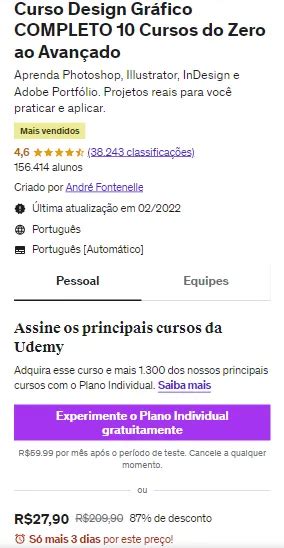 Curso Design Gráfico COMPLETO Cursos do Zero ao Avançado Canaltech Ofertas