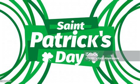 해피 세인트 패트릭의 날 전통적인 아일랜드 휴일 3월 17일 연례 축하 클로버와 샴록 잎 녹색 과 오렌지 파티 디자인 아일랜드 색상 포스터 카드 배너 및 배경 벡터 St
