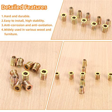 M6 X 20mm Wood Inserts Bolt Furniture Screw In Nut Threaded Fastener Connector