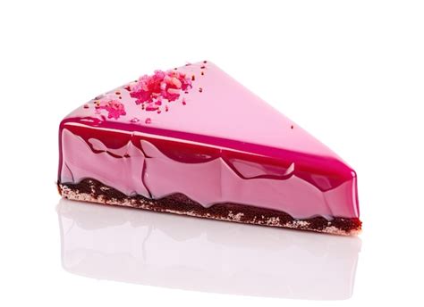 Premium Ai Image Pink Colored Cake Isolated Color Triangular Glazed