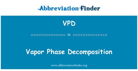 Vpd 代表 汽相分解 Vapor Phase Decomposition