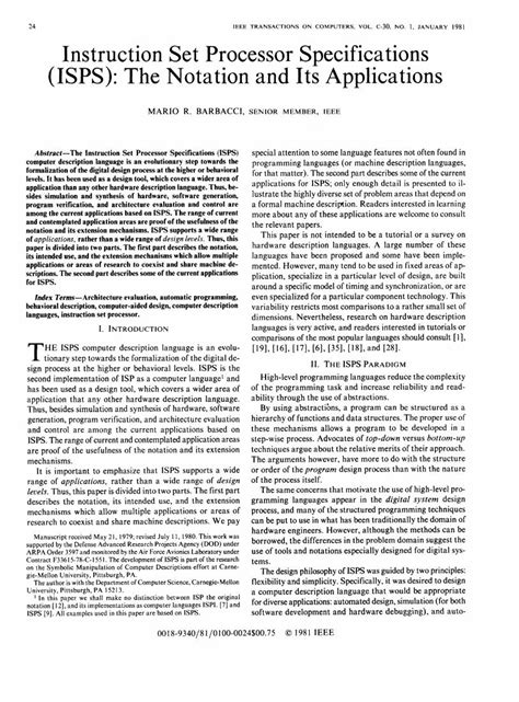 Pdf Instruction Set Processor Specifications Isps The Notation And
