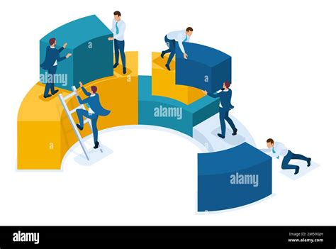 Isometric Data Analysis Data Collection For Analytics Employees Work