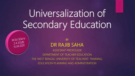 Universalization Of Elementary Education Pptx