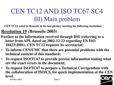 Cen Tc 12 And Iso Tc67 Sc4 Plenary Meeting Ppt Download