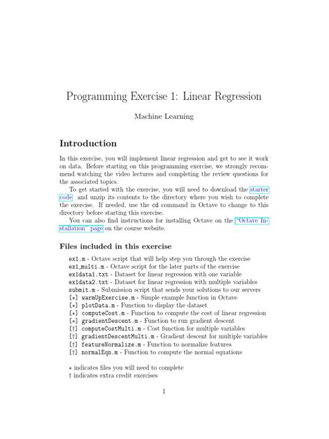 Programming Exercise 1 Linear Regression Machine Learning Pdf Matrix Mathematics