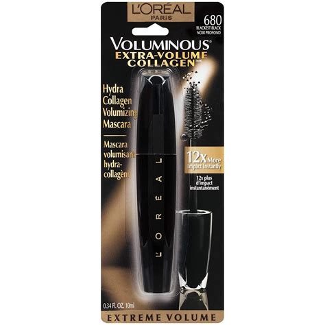 L Oreal Paris Voluminous Extra Volume Collagen Plumping Mascara Blackest Black Fl Oz