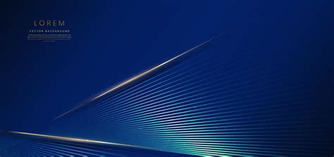 Abstract Elegant Dark Blue Background With Golden Line And Lighting