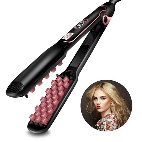 Hair Volumizing Iron Hair Straightener Curling Crimping Ceramic Crimper Hair Shiny Silky 2 In 1