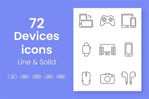 Devices Line And Solid Vector Icons Set