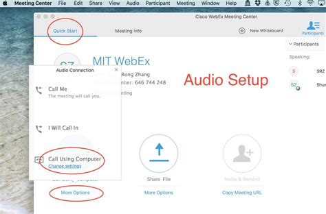 WebEx Audio Setup Screen Sharing MURI Project