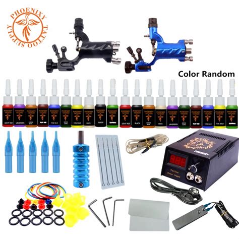 Beginner Tattoo Starter Kits 2 Rotary Tattoo Machines Guns 20 Ink Sets