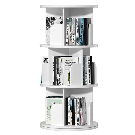 Nidouillet Rotating Bookshelf 3 Tier Revolving Bookcase 360 Display