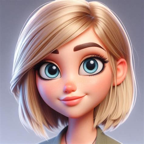 A Cartoon Image Of A Female Doll With A Blue Eyes And A Green Eye