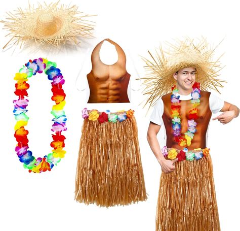 Yahenda 4 Pack Hawaiian Costumes For Man Including Skirts