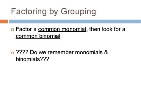 Factoring By Grouping Mm 1 A 2 F