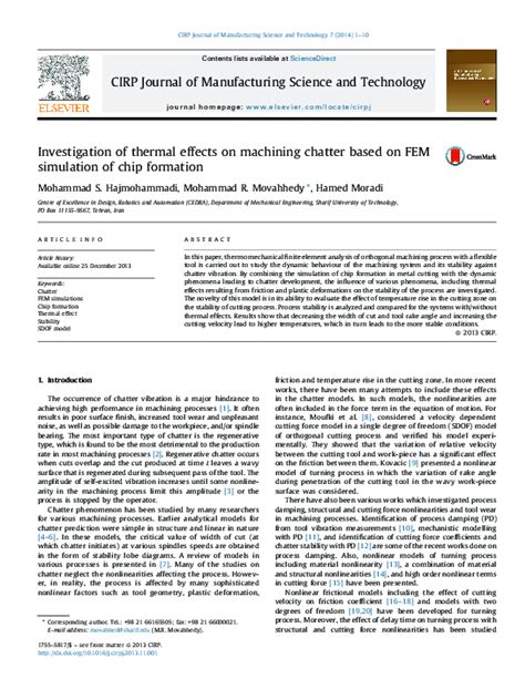Pdf Investigation Of Thermal Effects On Machining Chatter Based On
