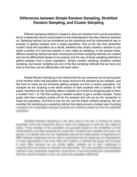 Solution Differences Between Sampling Methods Studypool