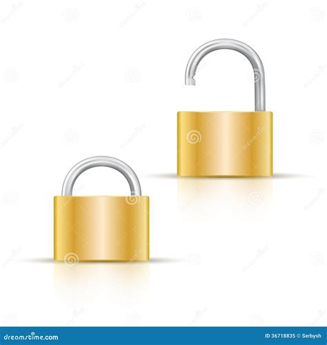 Locked And Unlocked Padlock Icon On White Stock Vector Illustration