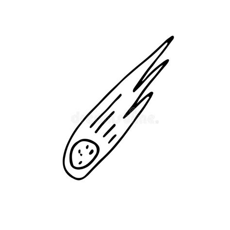 Line Space Doodle Comet Hand Drawn Asteroid Stock Vector
