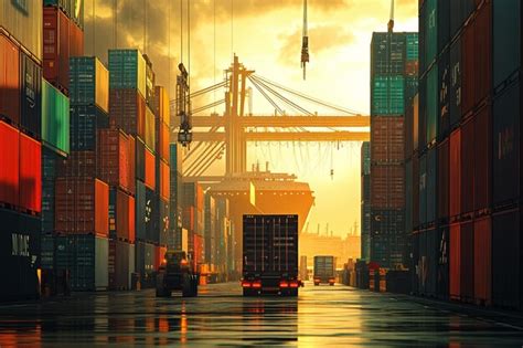 An Expansive Ship Port Is Abuzz With Activity Where A Robust Container Ai Photo Premium Ai