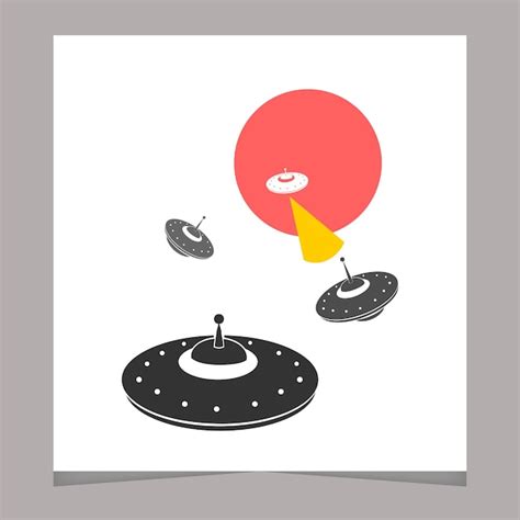 Grupo De Ilustraciones Científicas De Ovnis Volando En El Cielo