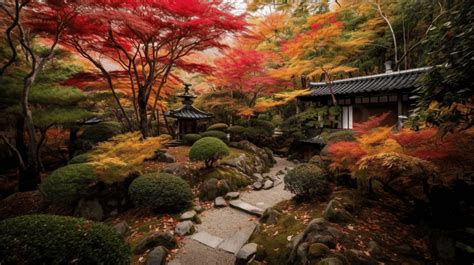 이것은 일본의 가을 정원입니다 단풍이 있는 가을 정원 고화질 사진 사진 공장 배경 일러스트 및 사진 무료 다운로드